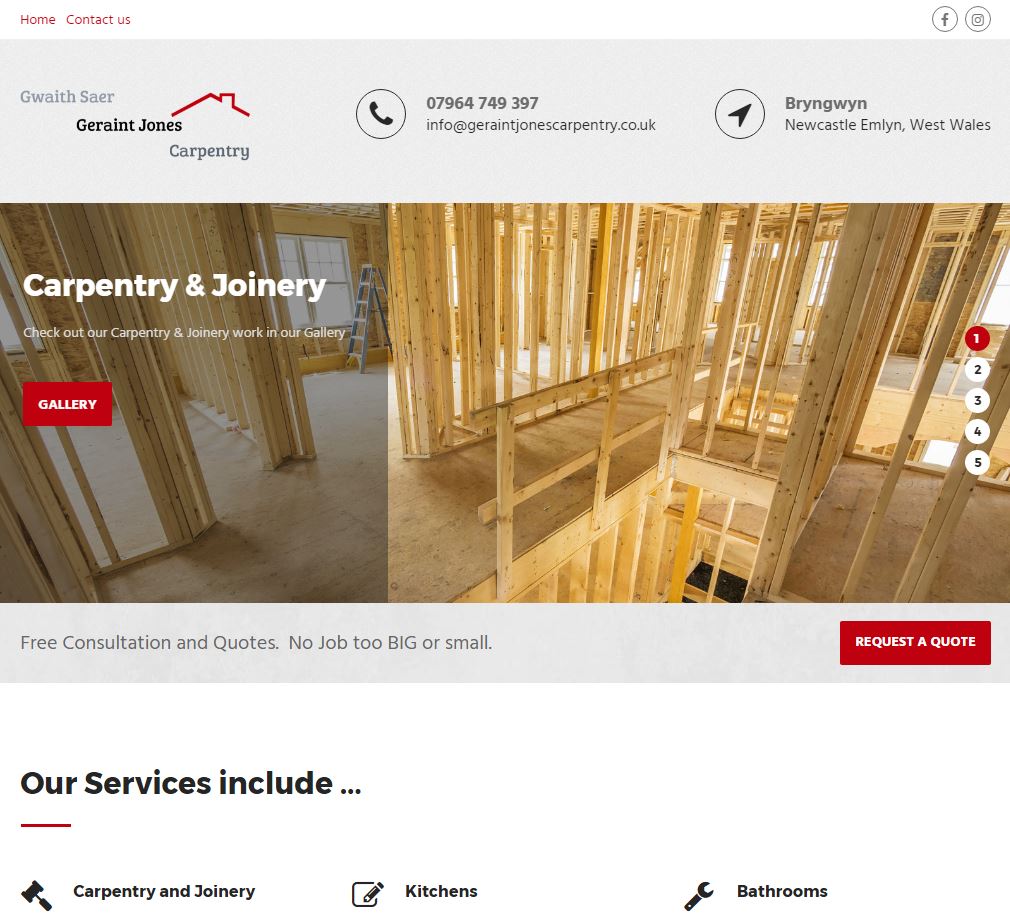 Geraint Jones Carpentry - Coast Web Solutions | Website Design, Website Builder, Designer, SEO ...